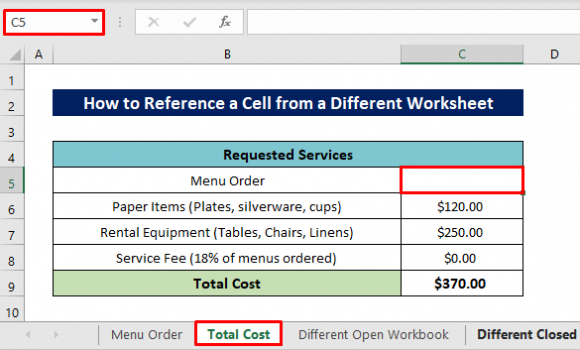 How to Reference a Cell from a Different Worksheet in Excel