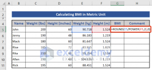 How to Use the CONVERT Function to Calculate BMI in Excel