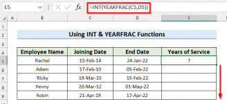 How to Calculate Years of Service in Excel (4 Easy Ways)