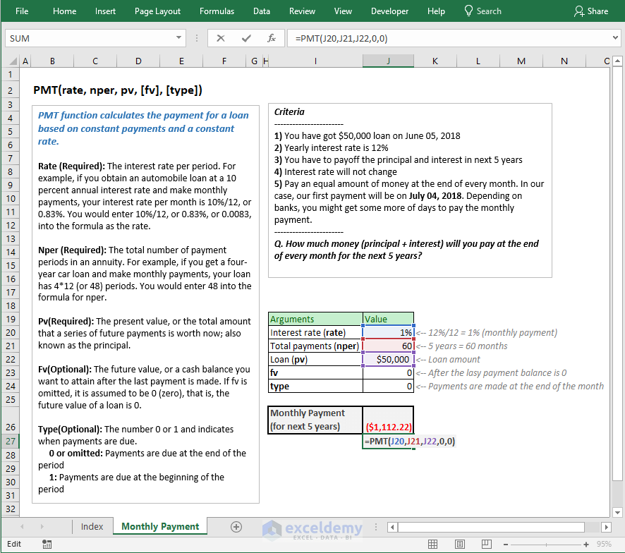 How To Calculate Monthly Payment In Excel with Excel Calculator 