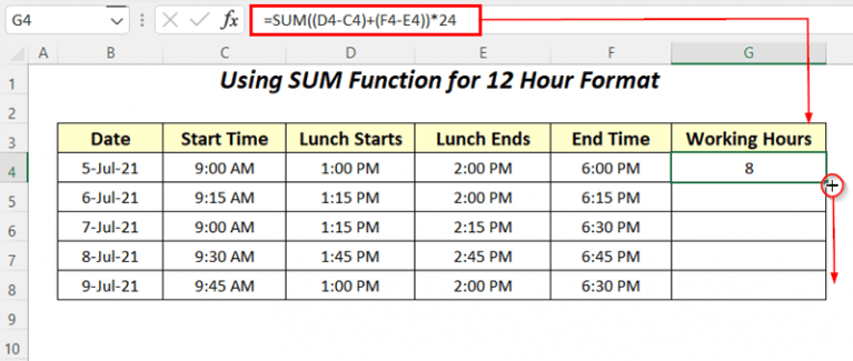 How to Calculate Hours Worked Minus Lunch with Excel Formula