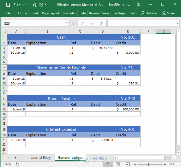 Effective Interest Method of Amortization in Excel - ExcelDemy
