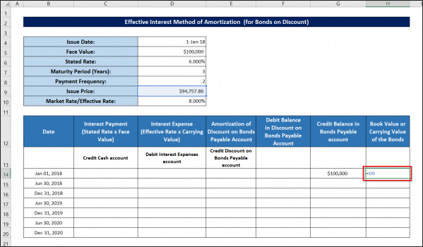 How to Create Effective Interest Method of Amortization in Excel