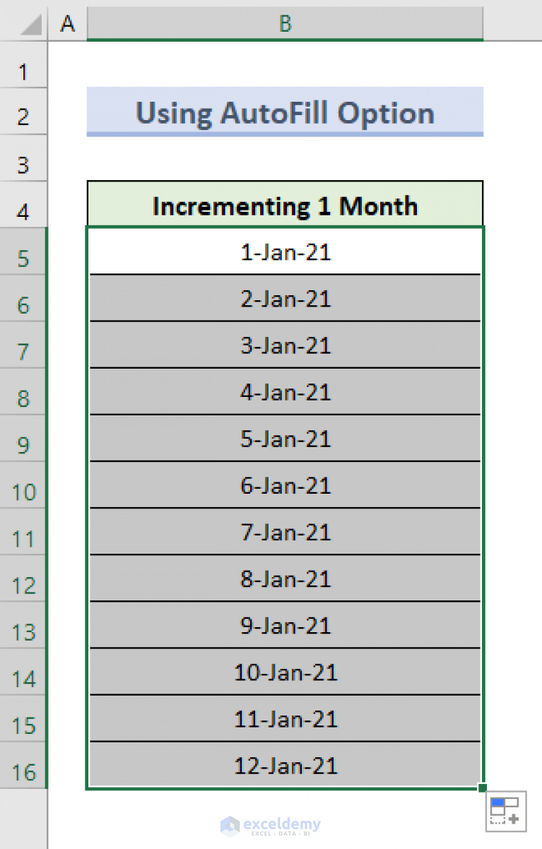 How to Increment Month by 1 in Excel (8 Handy Ways)