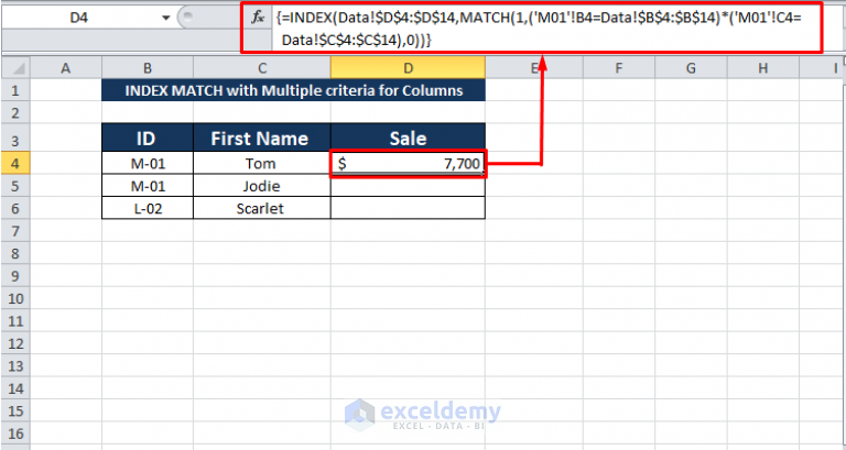 INDEX MATCH with Multiple Criteria in a Different Sheet (2 Ways)