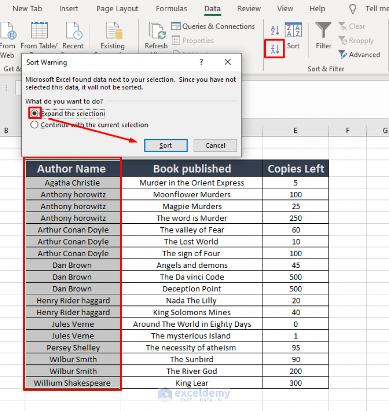 How To Sort Alphabetically In Excel With Multiple Columns 4 Methods