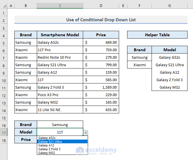 Conditional Drop Down List In Excel Create Sort And Use Exceldemy
