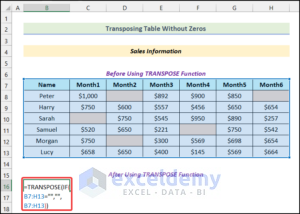 How to Use TRANSPOSE Function in Excel (3 Suitable Examples)