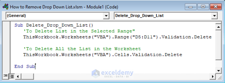 How to Remove Drop Down List in Excel (2 Easy Methods)