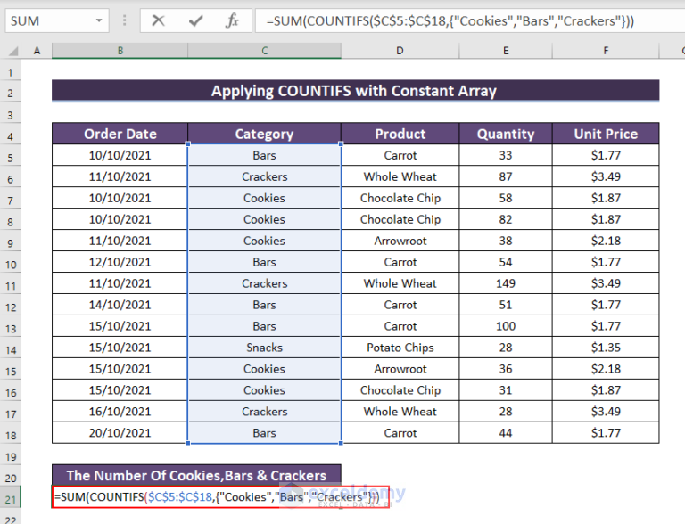 How to Use COUNTIFS Function with Multiple Criteria in Excel