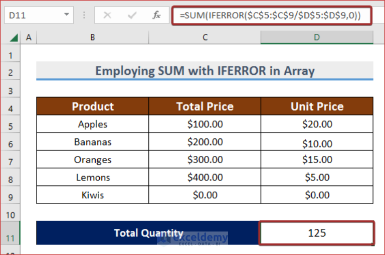 How to SUM with IFERROR in Excel (4 Handy Ways) - ExcelDemy