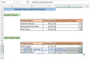 How to Calculate Years in Excel from Today (4 Ways) - ExcelDemy