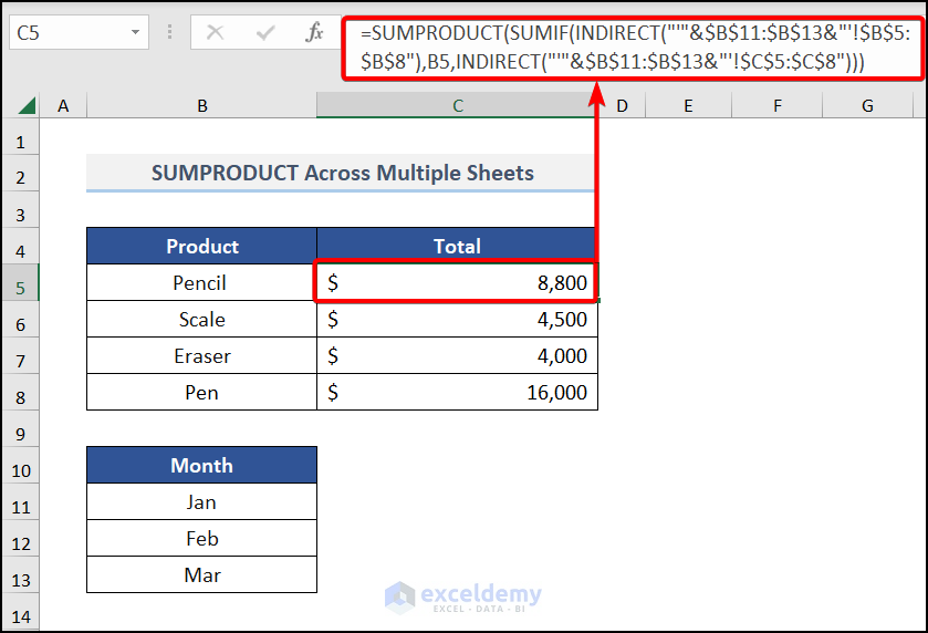 How To Use The Sumproduct Function Across Multiple Sheets In Excel 2