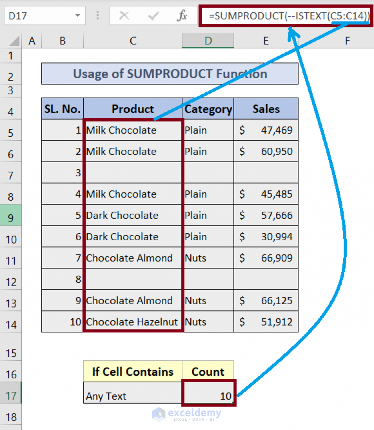 Count If A Cell Contains Any Text In Excel 4 Methods ExcelDemy