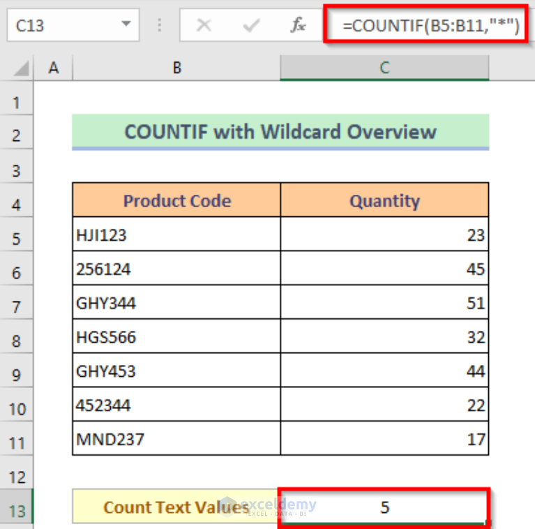 How to Use COUNTIF with Wildcard in Excel (7 Easy Ways)