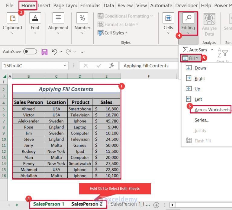 How to Fill Across Worksheets in Excel (3 Quick Ways) - ExcelDemy
