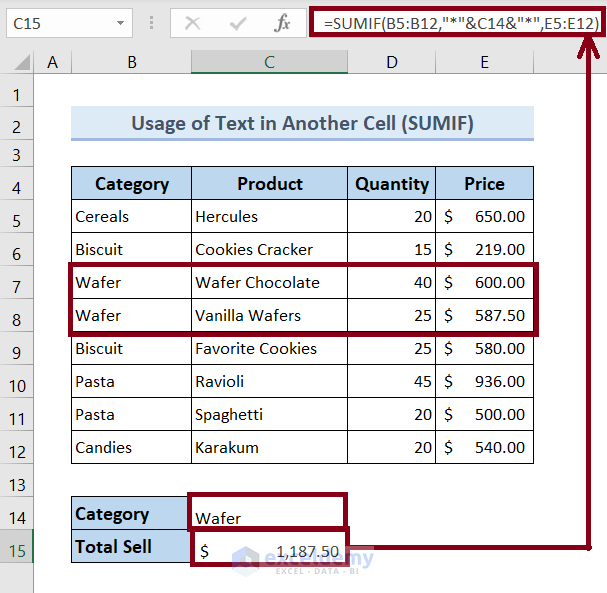 How To Sum If Cell Contains A Text In Excel 6 Suitable Examples