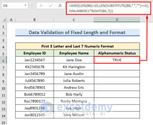 How to Perform Data Validation for Alphanumeric Only in Excel