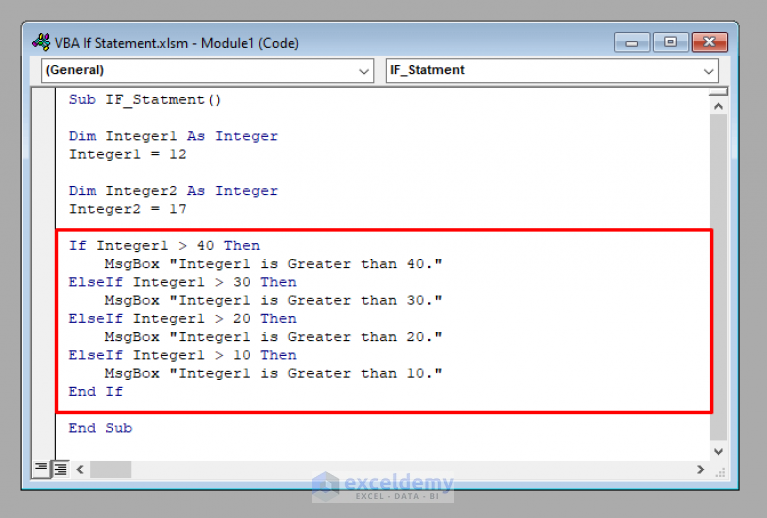If Statement In Excel VBA ExcelDemy