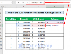 How to Calculate Running Balance Using Excel Formula (4 Ways)
