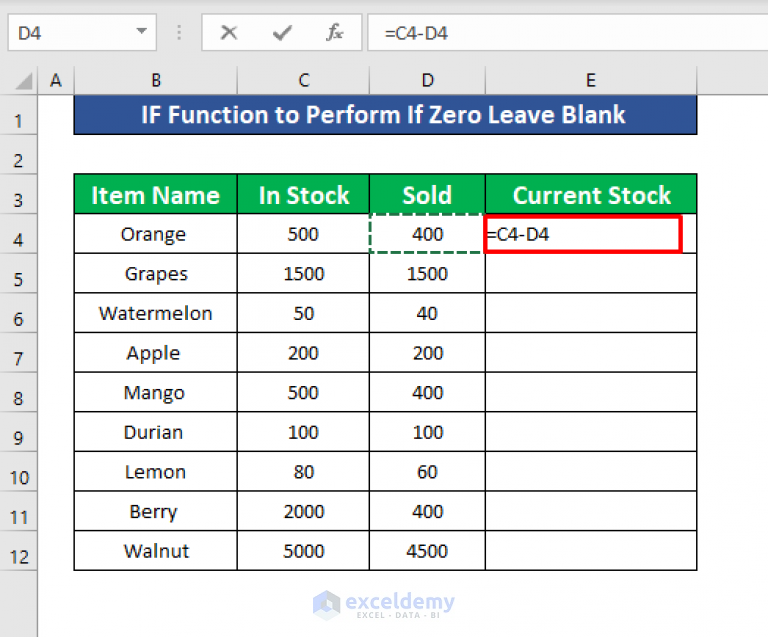 How To Perform If Zero Leave Blank Formula In Excel 4 Methods How To Perform If Zero Leave Blank Formula In Excel 4 Methods