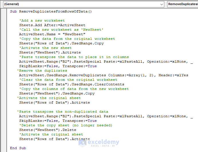 How To Use Vba To Remove Duplicates In Excel 6 Examples Exceldemy 1232