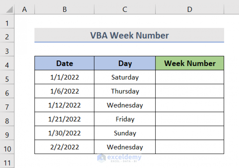 Excel VBA To Find Week Number 6 Quick Examples ExcelDemy