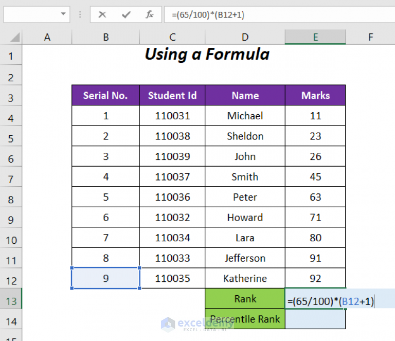How to Calculate Rank Percentile in Excel (7 Suitable Examples)