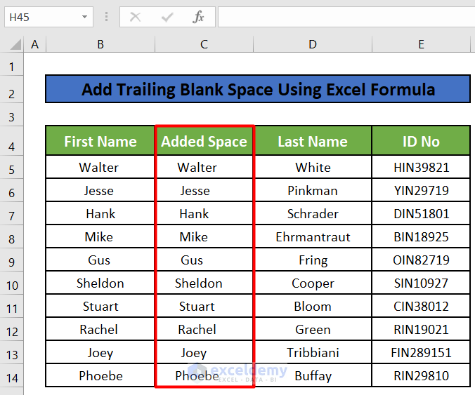How To Add Blank Space Using Excel Formula 6 Methods ExcelDemy How To Add Blank Space Using Excel Formula 6 Methods ExcelDemy