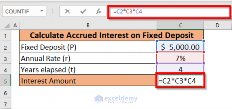 How to Calculate Accrued Interest on Fixed Deposit in Excel (3 Methods)