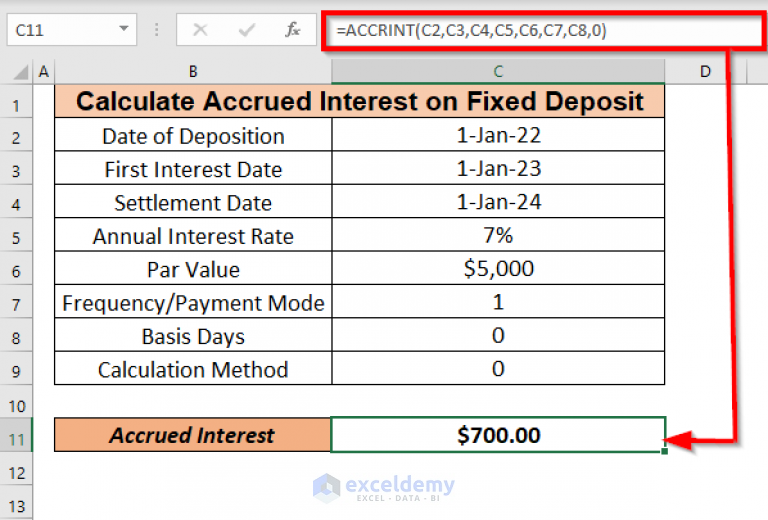 How To Calculate Accrued Interest On Fixed Deposit In Excel 3 Methods How To Calculate Accrued Interest On Fixed Deposit In Excel 3 Methods