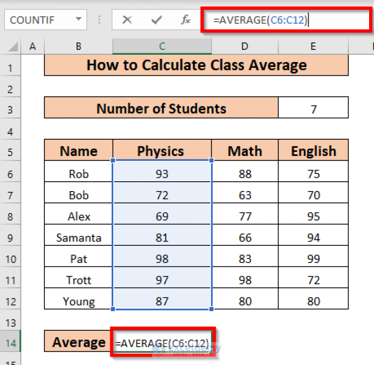 How to Calculate Class Average in Excel (6 Easiest Methods) - ExcelDemy