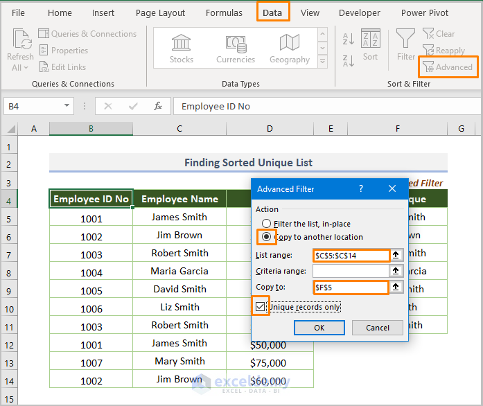How To Sort A Unique List In Excel 10 Methods ExcelDemy How To Sort A Unique List In Excel 10 Methods ExcelDemy