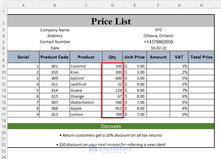 How To Make A Price List In Excel Step By Step Guidelines ExcelDemy How To Make A Price List In Excel Step By Step Guidelines ExcelDemy