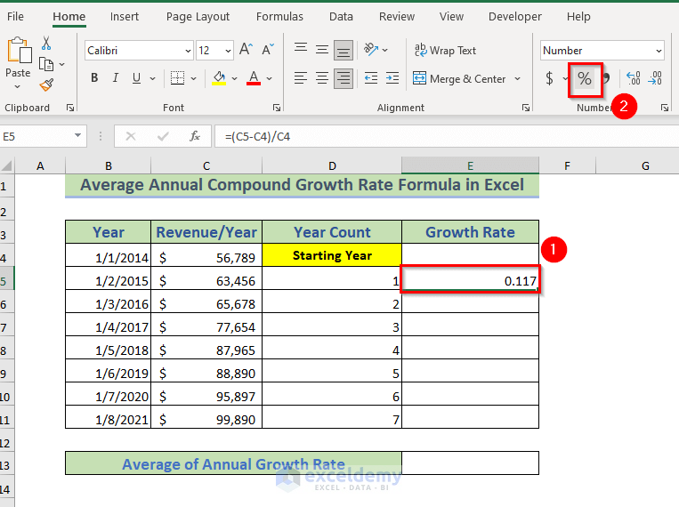 Excel Formula To Calculate Average Annual Compound Growth Rate Excel Formula To Calculate Average Annual Compound Growth Rate