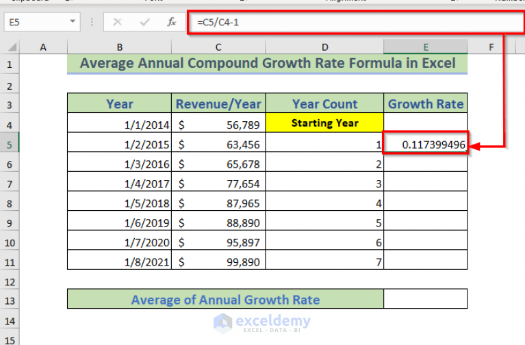Excel Formula To Calculate Average Annual Compound Growth Rate Excel Formula To Calculate Average Annual Compound Growth Rate