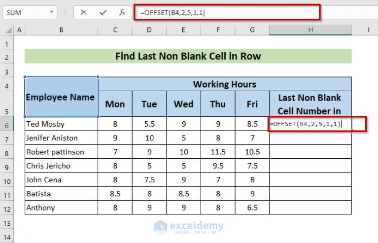 How to Find Last Non Blank Cell in Row in Excel (5 Methods) - ExcelDemy