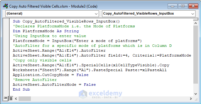 How To Autofilter And Copy Visible Rows With Excel Vba Exceldemy