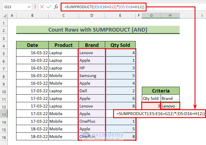 How To Count Rows With Multiple Criteria In Excel 6 Methods How To Count Rows With Multiple Criteria In Excel 6 Methods