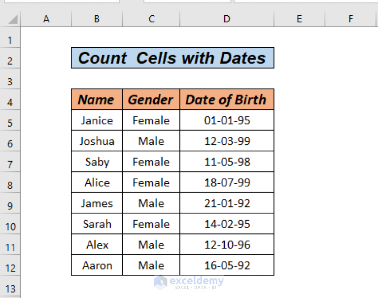 How To Count Number Of Cells With Dates In Excel 6 Ways ExcelDemy