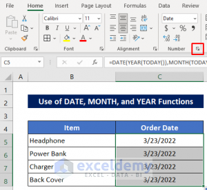 Excel Formula for Current Month and Year (3 Examples) - ExcelDemy