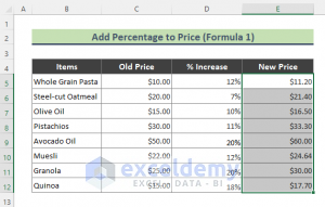 How to Add Percentage to Price with Excel Formula (2 Ways) - ExcelDemy