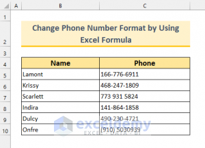 Excel Formula to Change Phone Number Format (5 Examples)