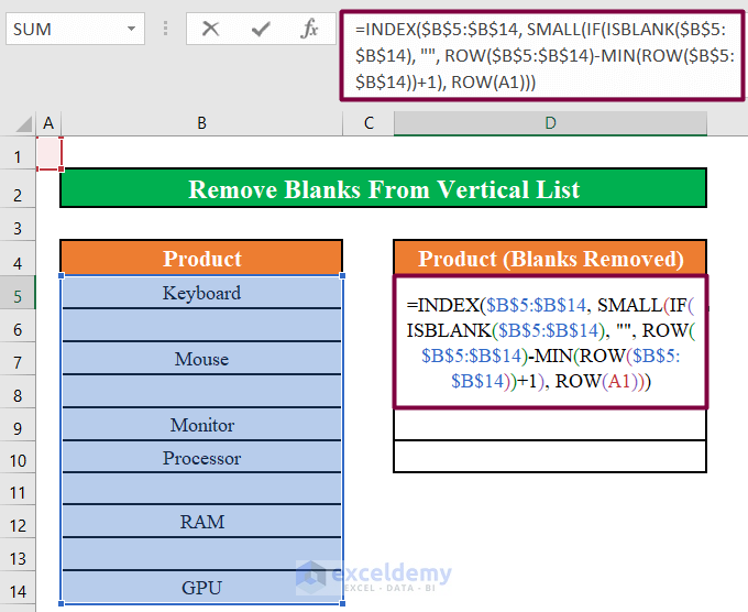 How To Remove Blanks From List Using Formula In Excel 4 Methods 