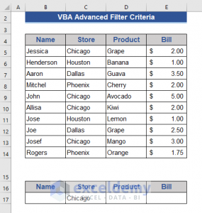 Excel VBA Examples with Advanced Filter Criteria (6 Cases)