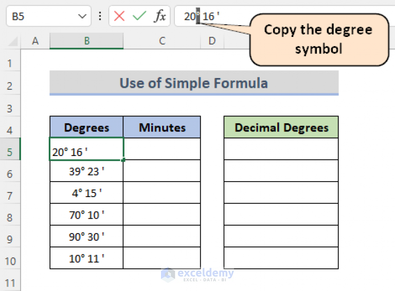 How to Convert Degrees Decimal Minutes to Decimal Degrees in Excel