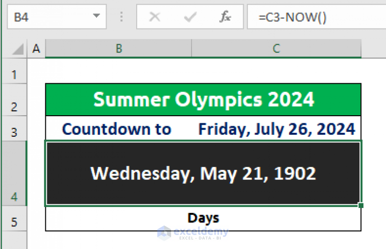 How to Create a Day Countdown in Excel (2 Examples) - ExcelDemy