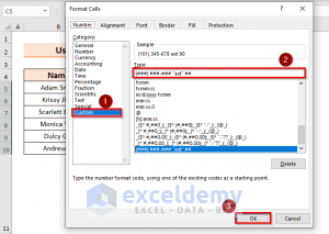 How to Format Phone Number with Extension in Excel (3 Easy Ways)