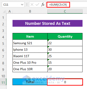 [Fixed!] Excel SUM Formula Is Not Working and Returns 0 (3 Solutions)