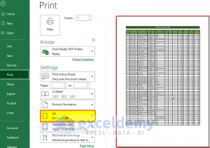 How to Print Excel Sheet in A4 Size (4 Ways) - ExcelDemy